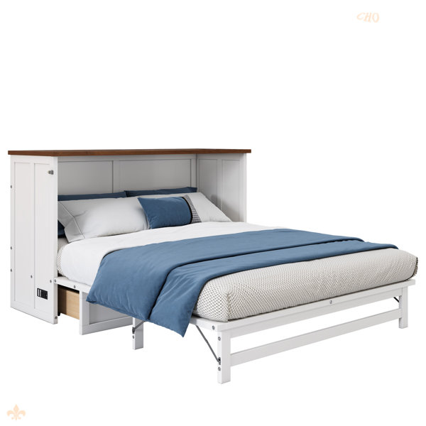 Red Barrel Studio® Tillio Solid Pine Murphy Bed Cabinet With Charging ...