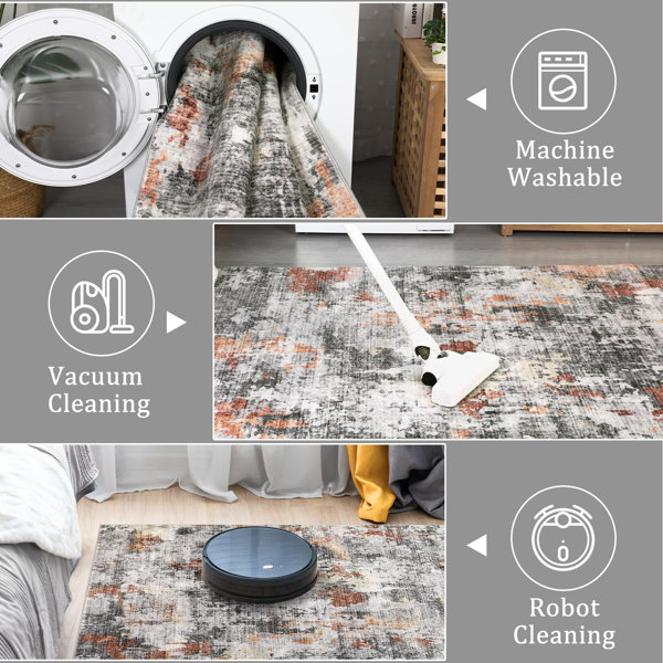 17 Stories 9X12 Area Rug For Living Room, Soft Abstract Washable Rug ...