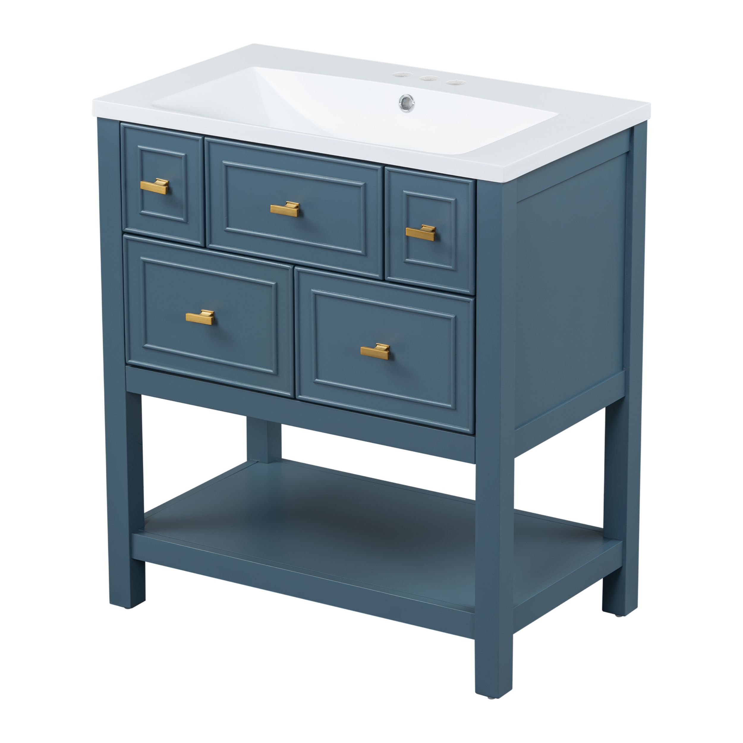 Winston Porter Minimalist Vanity With Open Storage Shelf | Wayfair