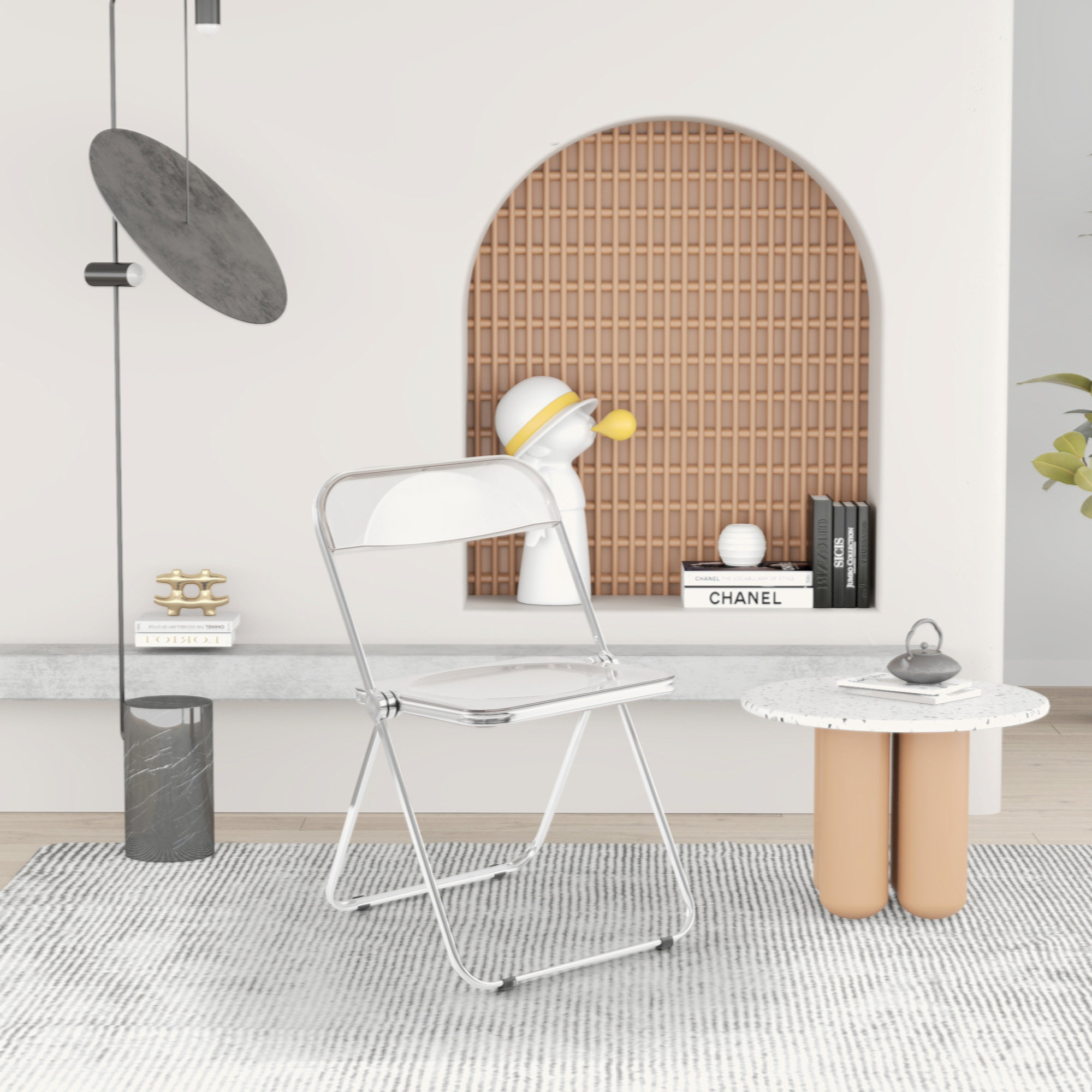 Ebern Designs Folding Chair Transparent Chairs-Ghost Stackable Crystal ...