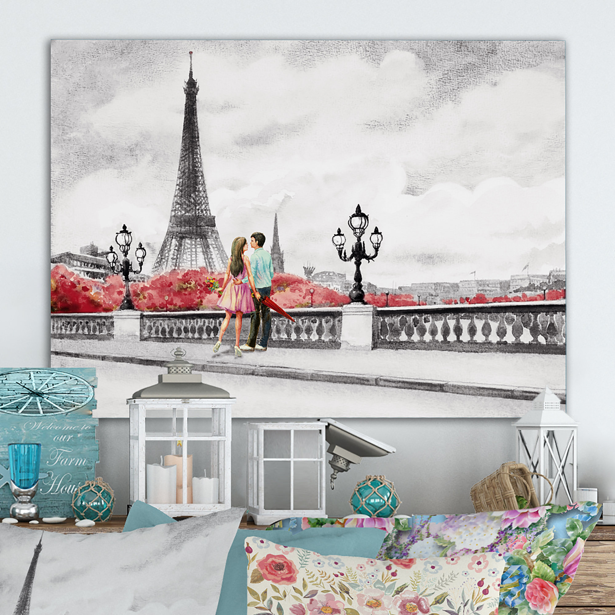 Winston Porter Romantic Couple In Love In Paris IV - Floater Frame ...