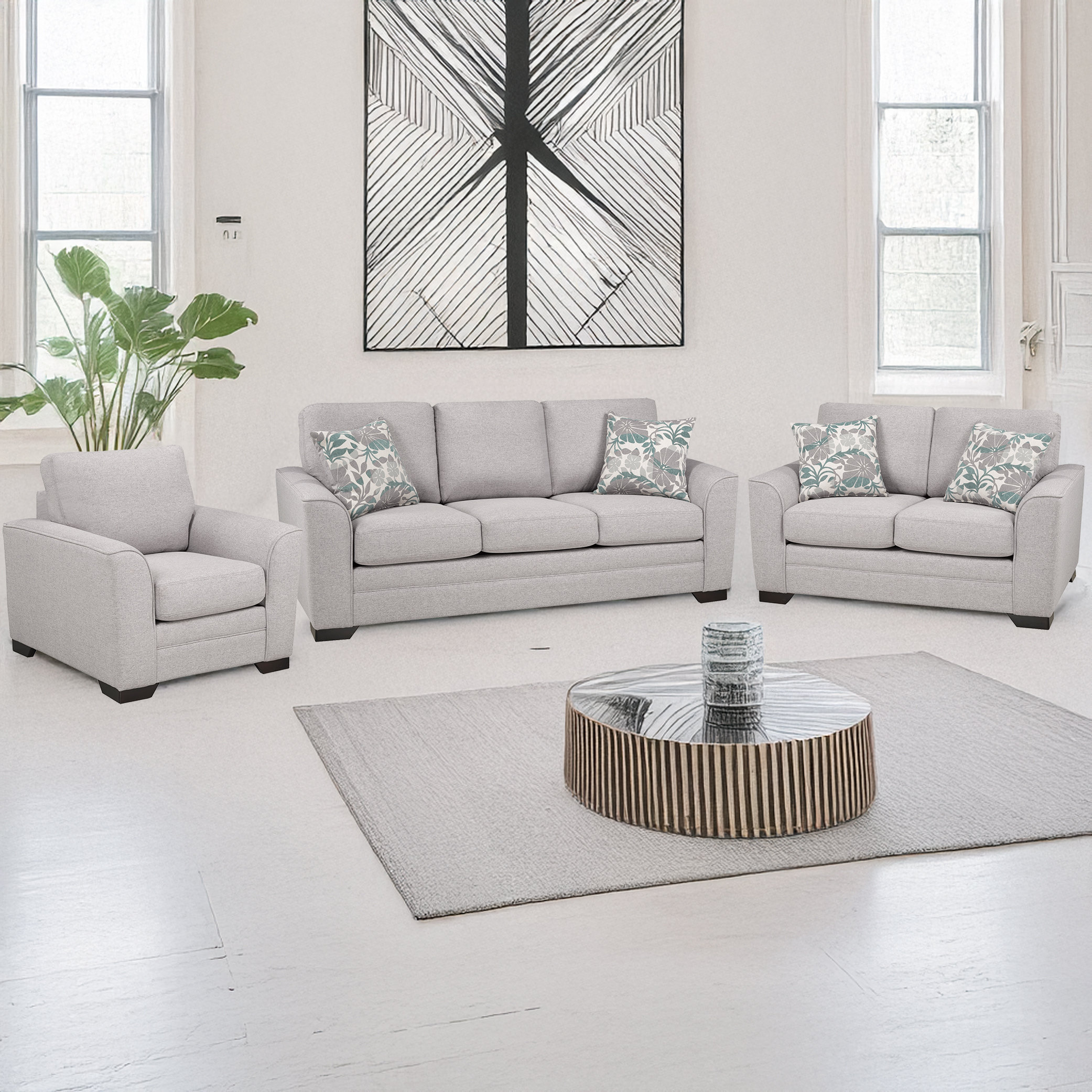 Red Barrel Studio® Beauchamp Fabric Sofa & Loveseat & Chair Set | Wayfair