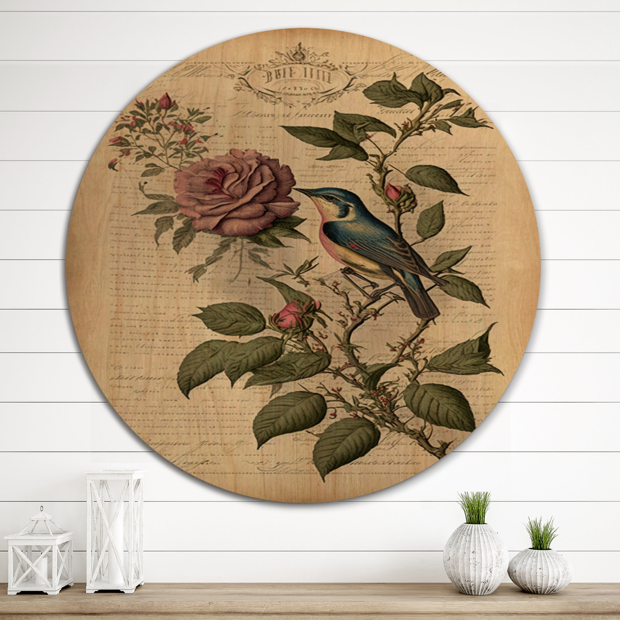 Ophelia & Co. Victorian Retro Pink Rose I - Floral Rose Print on Wood ...
