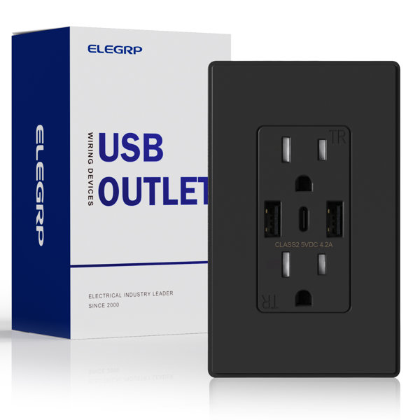 ELEGRP Tamper Resistant Duplex Outlet with USB Port | Wayfair
