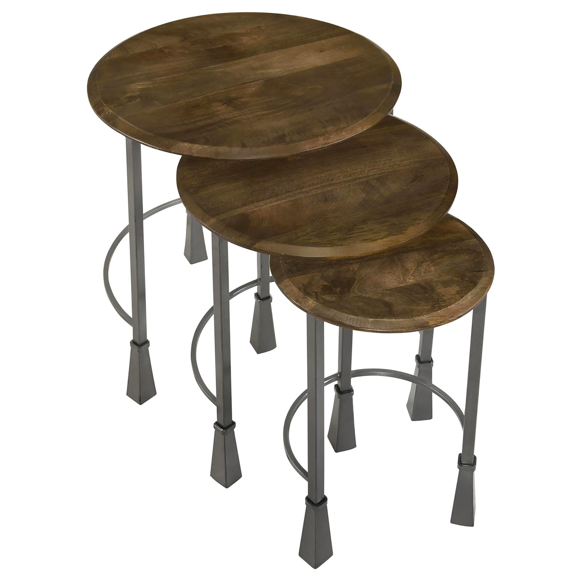 17 Stories Natural And Gunmetal 3-Piece Nesting Table - Wayfair Canada