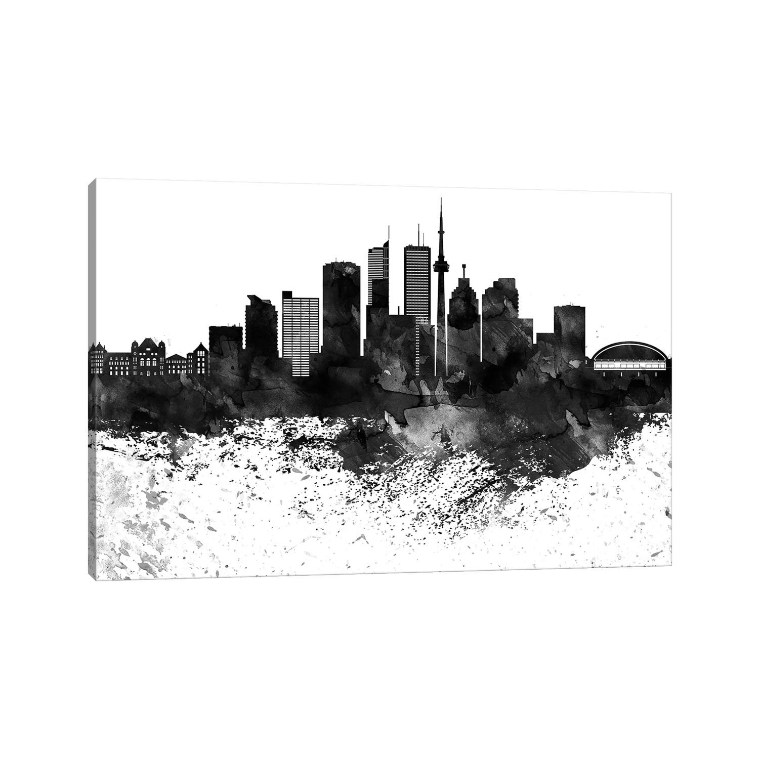 East Urban Home Toronto Skyline Black & White, Drops | Wayfair