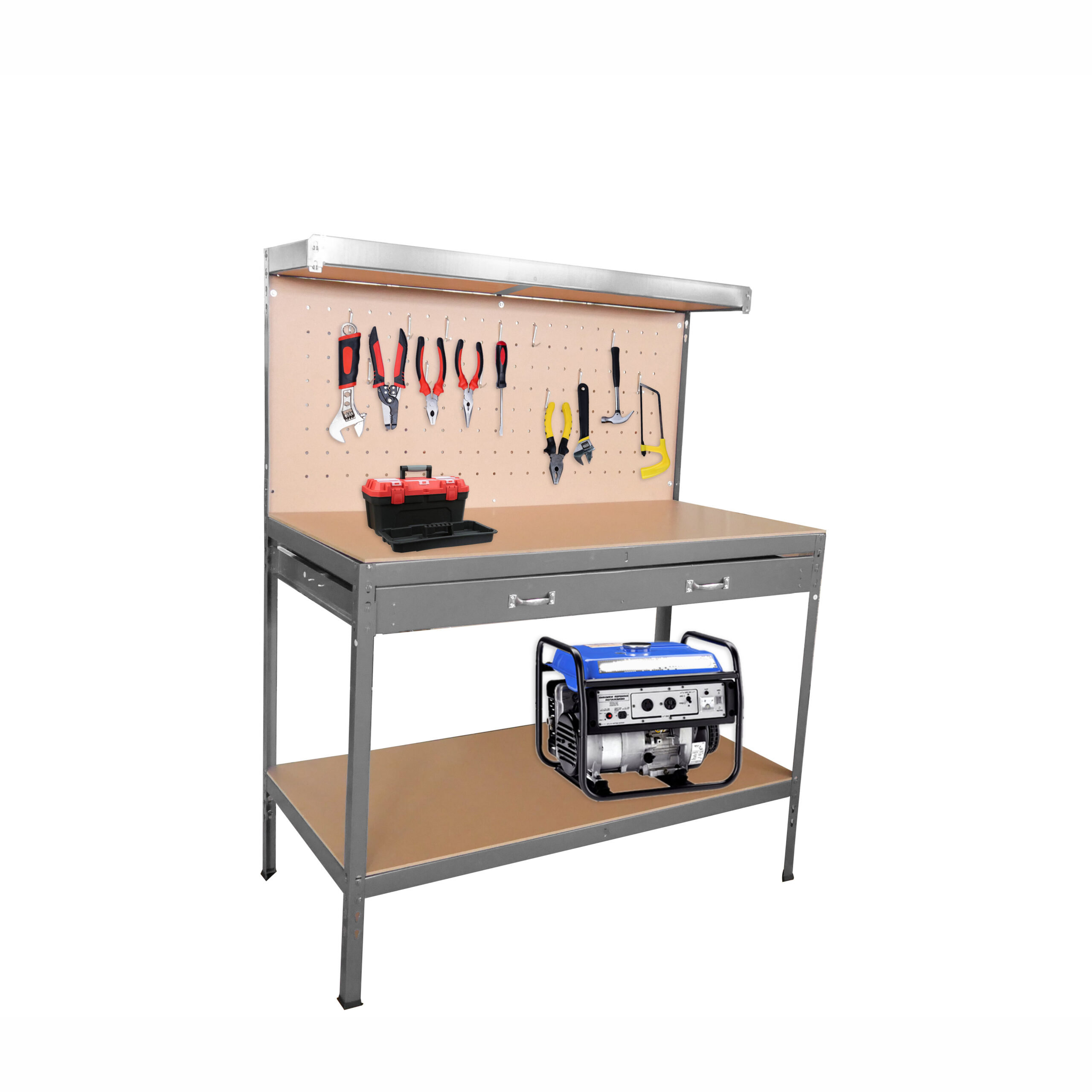 WFX Utility Neo Grey Workbench Heavy-Duty Steel Pegboard Drawer ...