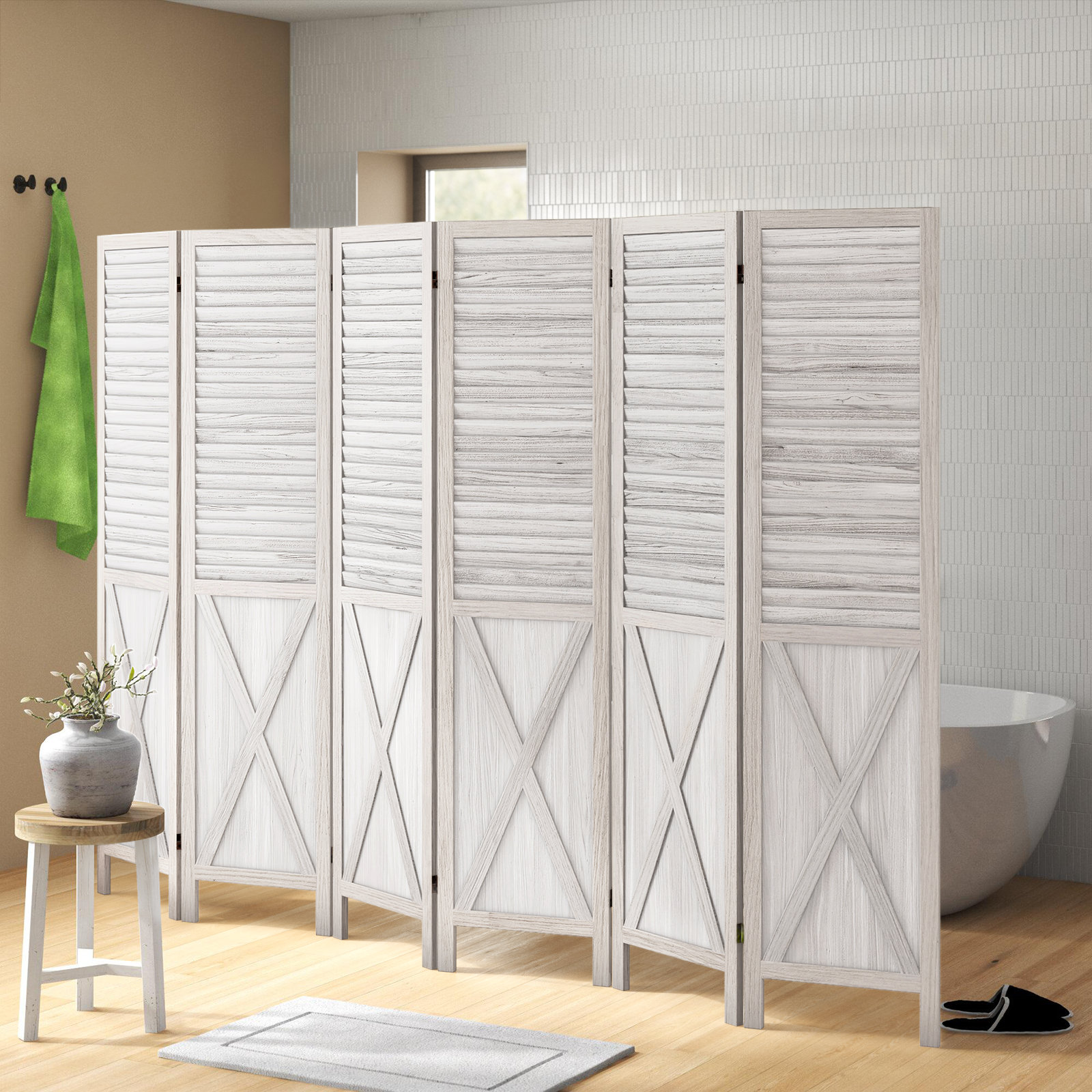 Laurel Foundry Modern Farmhouse Veatch 67" H Solid Wood Folding Room ...