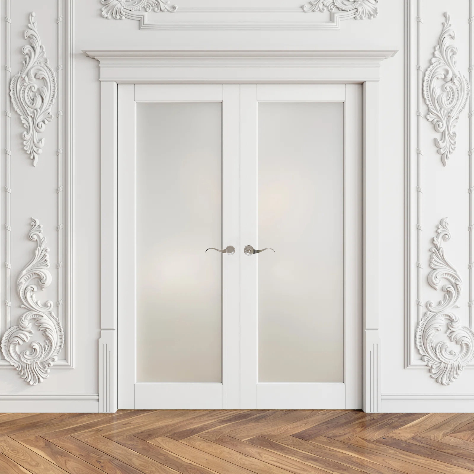 ARK DESIGN 1-Lite Interior Glass French Door Frosted Double Doors With ...