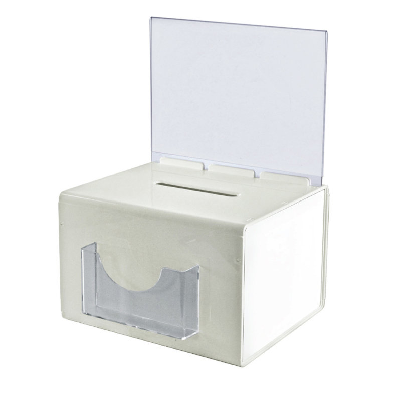 Azar Displays White Extra Large Lottery Box with Pocket, Lock and Keys ...