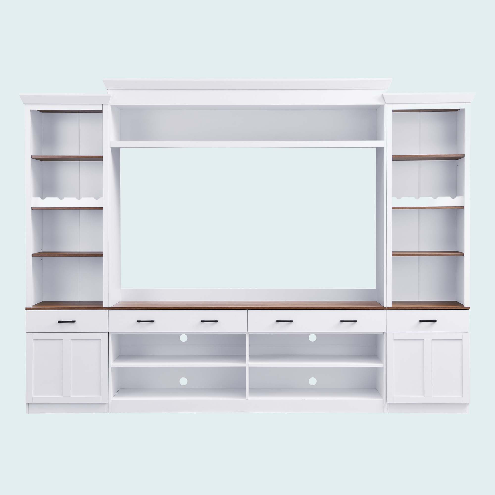 Red Barrel Studio® Farmhouse 4-Piece Entertainment Wall Unit Set With ...