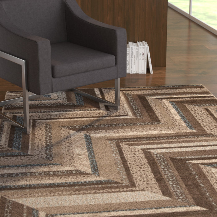 Latitude Run® Wendolyn Geometric Mocha Rug | Wayfair