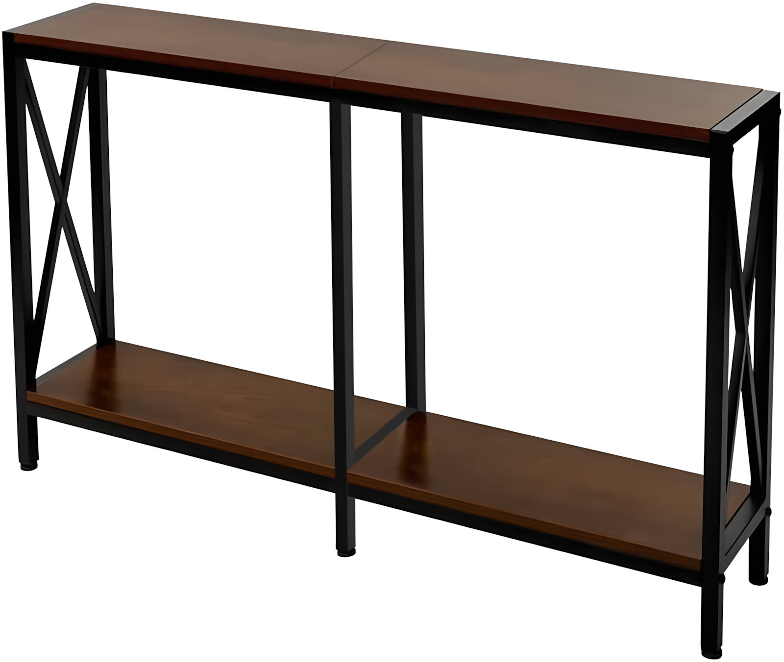 17 Stories Weathered Gray Console Table With Shelf, Dark Oak Finish, X ...