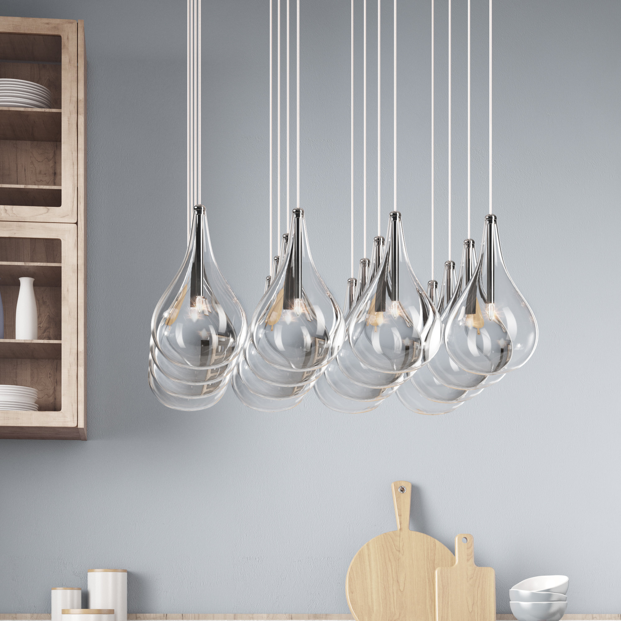 Wade Logan Neal 16 - Light Kitchen Island Teardrop Pendant & Reviews ...