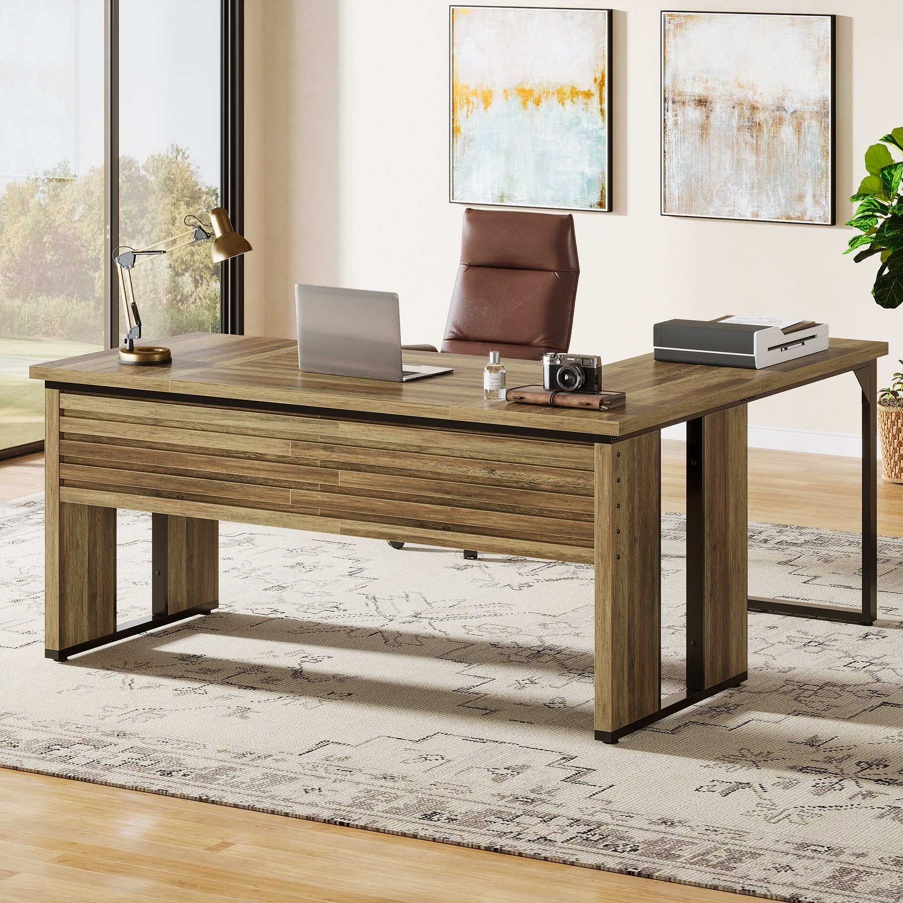 17 Stories L-Shaped Wood Executive Desk - Wayfair Canada