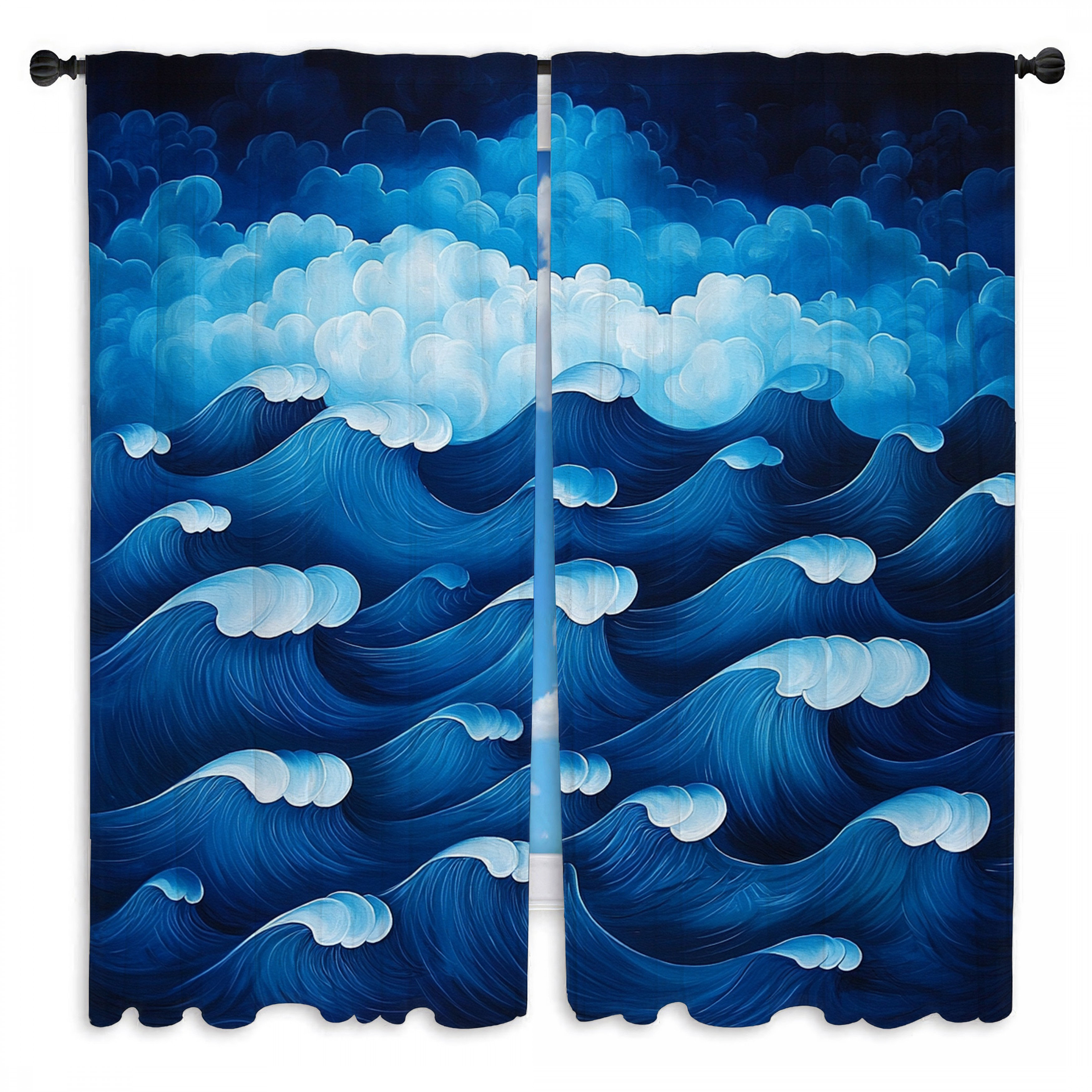 Rosecliff Heights Ocean Waves Window Curtains Nature Coastal Beach ...