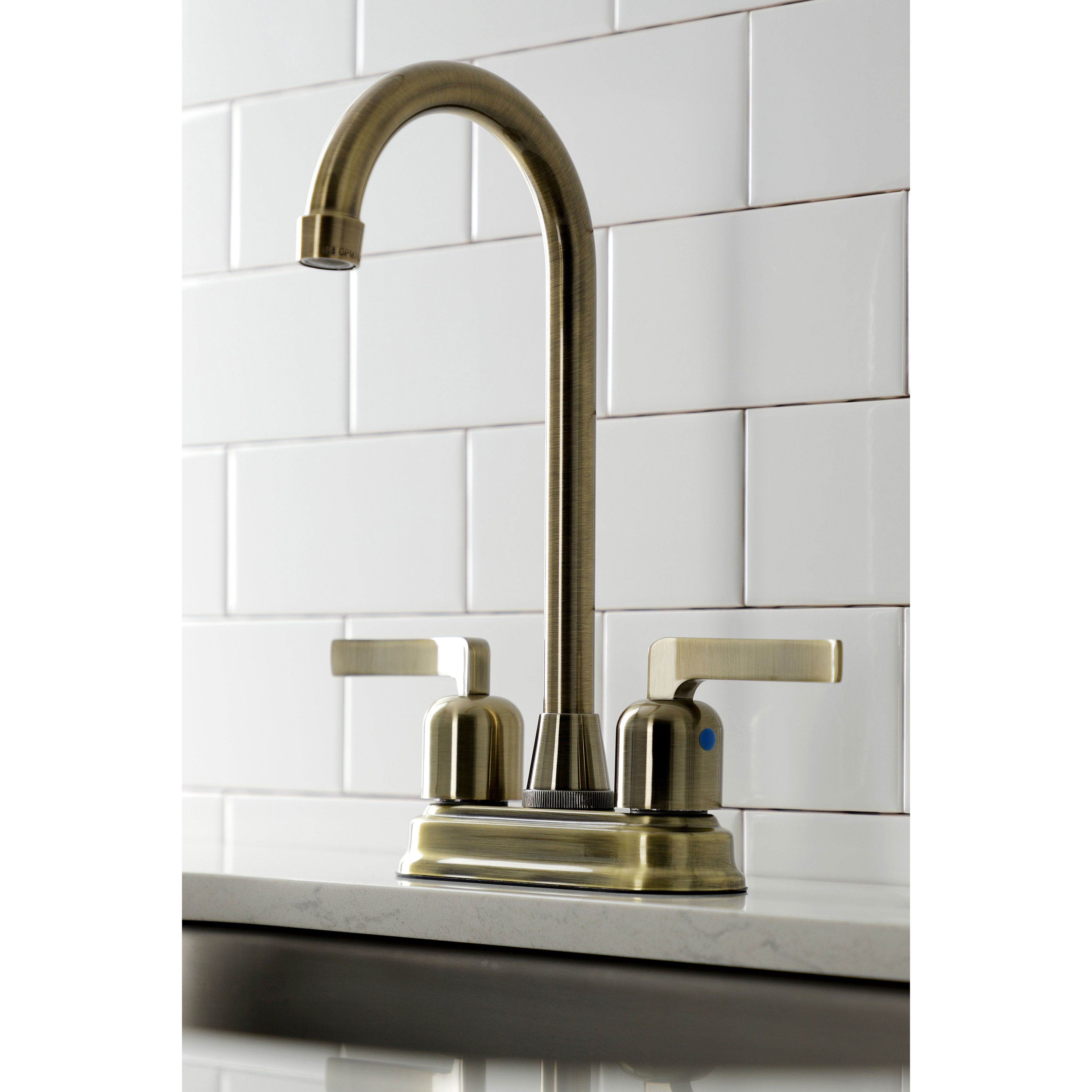 Kingston Brass Centurion Two-Handle 2-Hole Deck Mount Bar Faucet ...