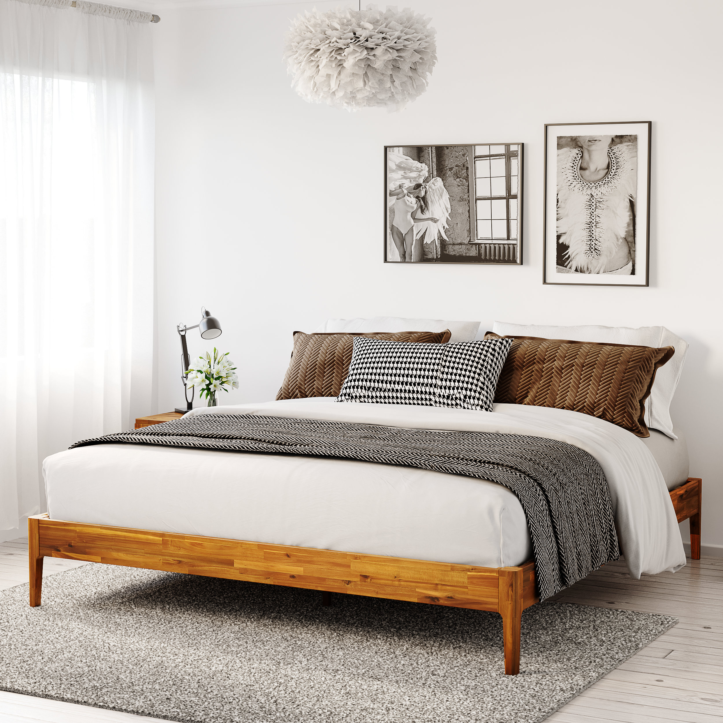 Latitude Run® Jaxson Modern Acacia Solid Wood Platform Bed Frame ...