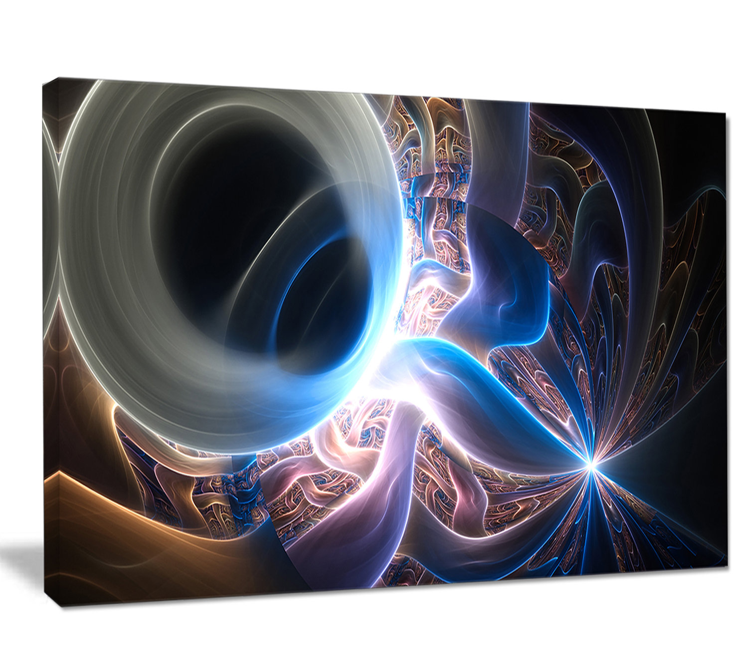 Design Art Glowing Blue Silver Plasma - Wrapped Canvas Graphic Art ...