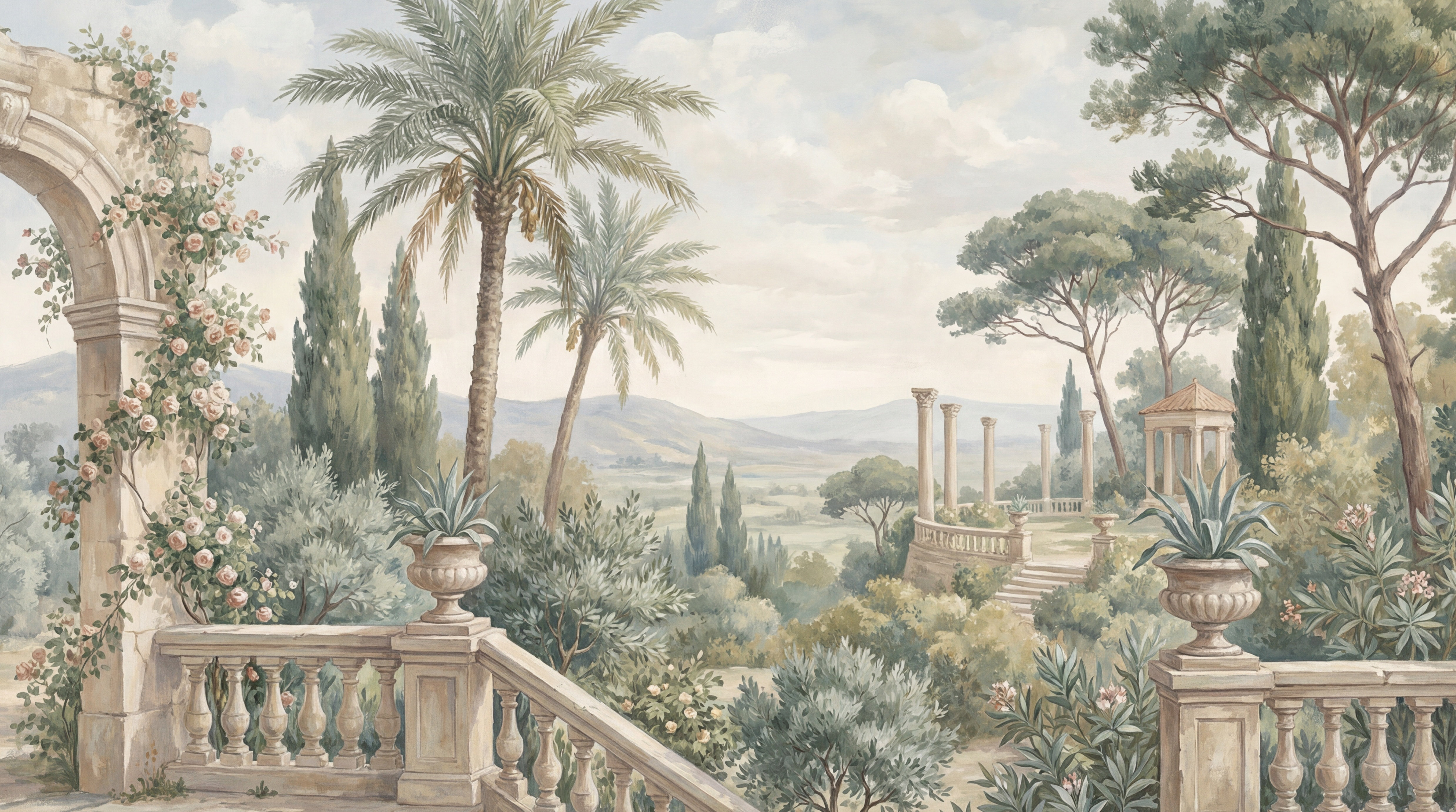 Lark Manor™ Landscape Wallpaper Mediterranean Classical Wall Decor ...