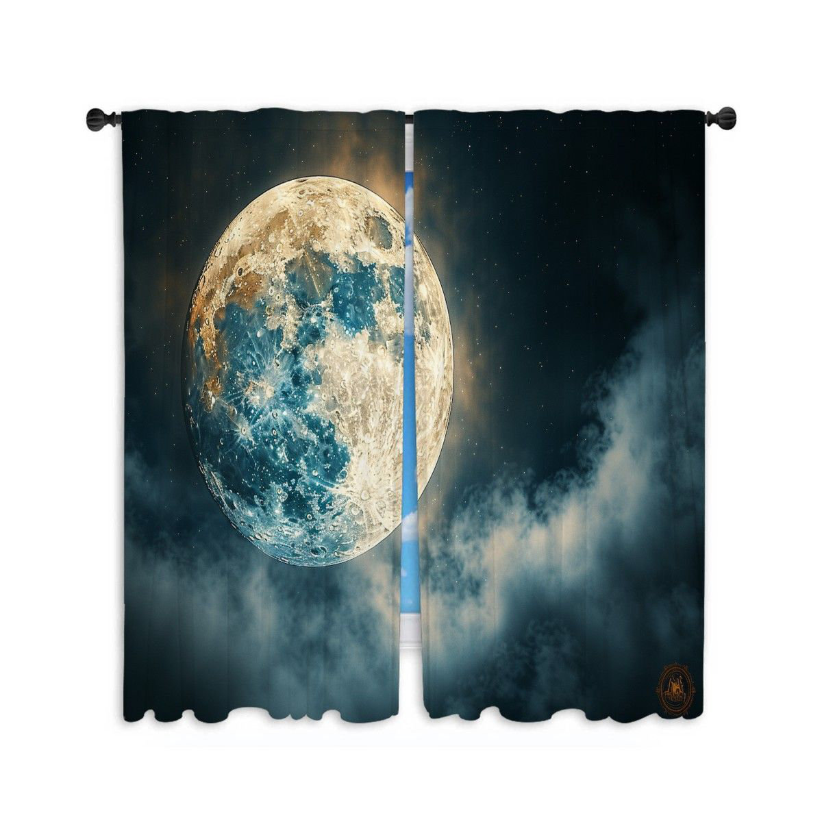 VisionDecor Full Moon Window Curtains Astronomy Celestial Body Drapes ...