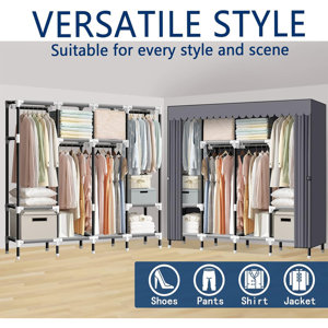 Rebrilliant 67 Inch Wardrobe Portable Closet, 25mm Tiedo Tube Clothes ...