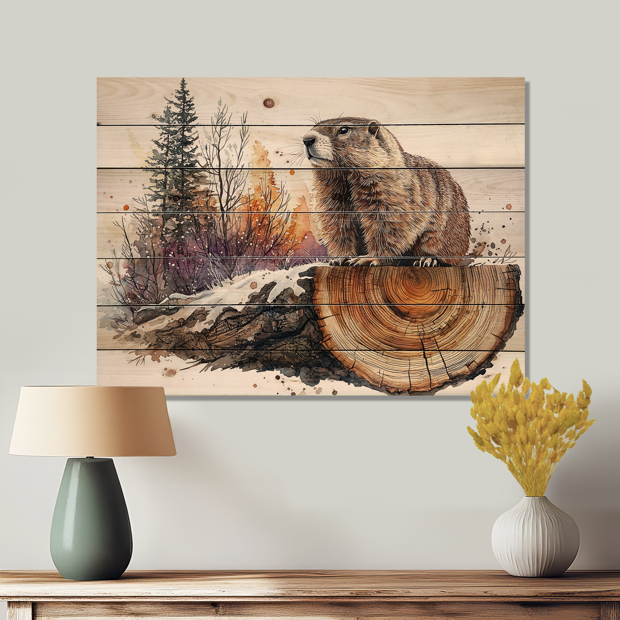 Ophelia & Co. Forest Marmot Animal In Winter Landscape III - Groundhog ...