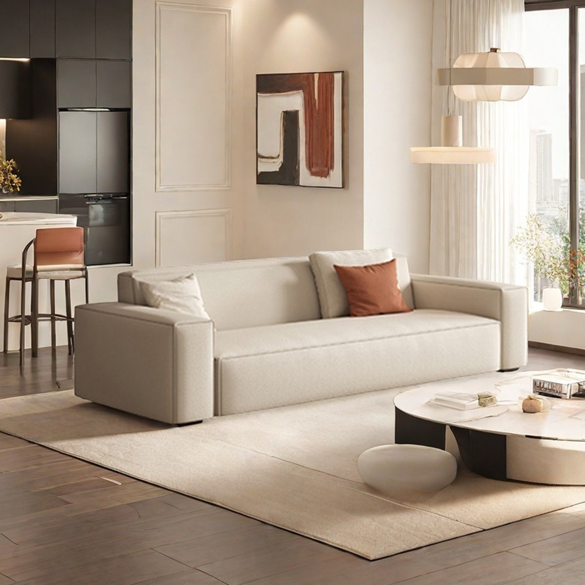 ANCOREY Modern tofu block simple straight row sofa - Wayfair Canada