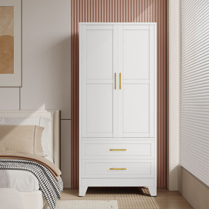 Winston Porter Metal Freestanding Clothing Wardrobe Armoire Large ...