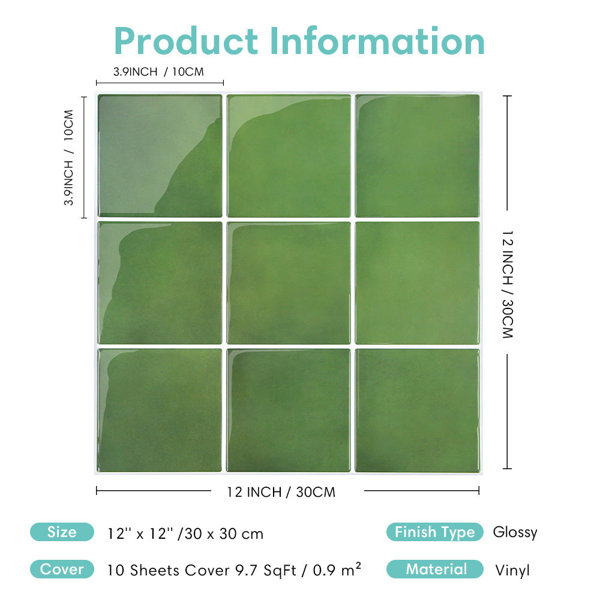 commomy 10-Pack Square Peel and Stick Backsplash Tiles – 12"x12 ...