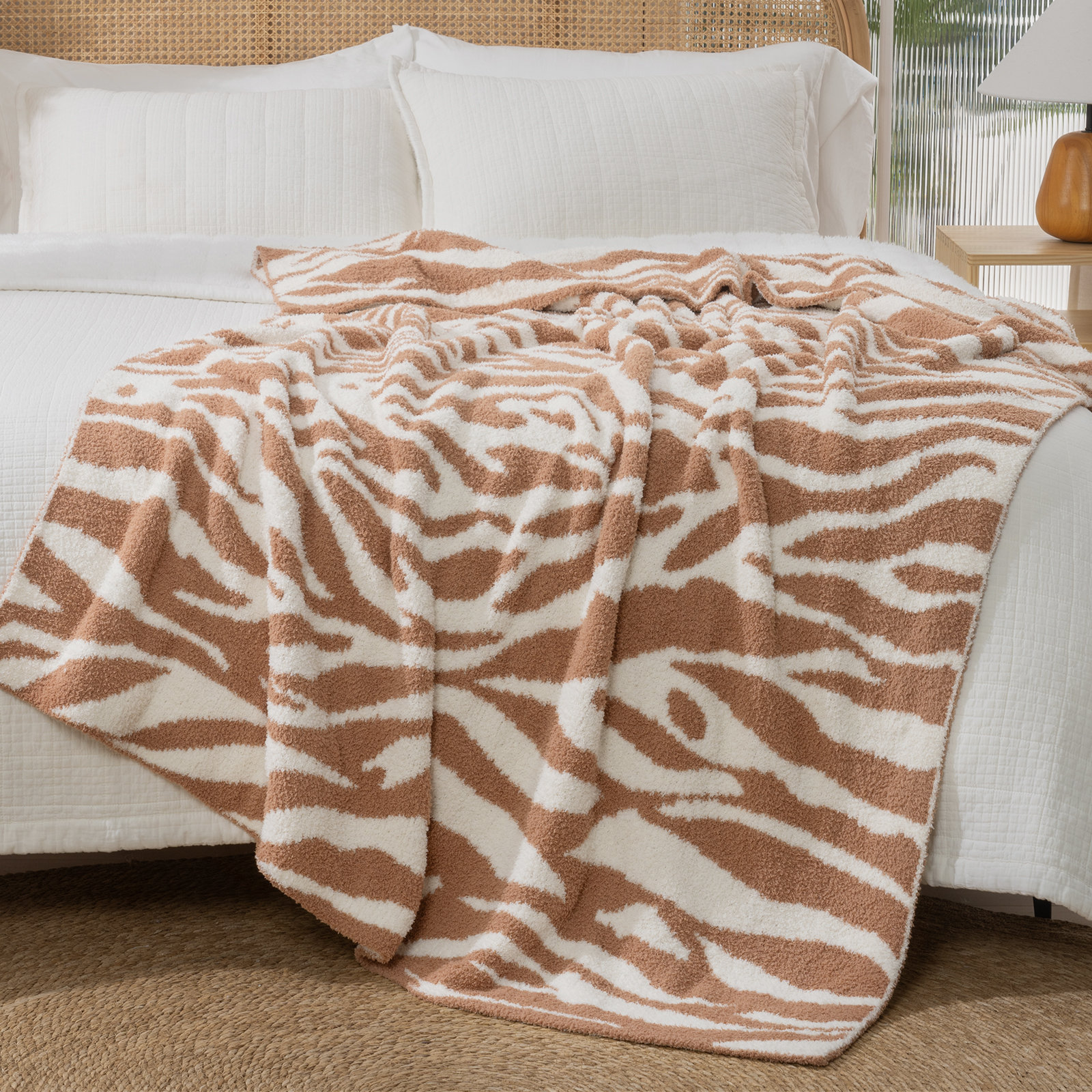 EverGrace Super Soft Zebra Knit Throw Blanket for Couch & Reviews | Wayfair