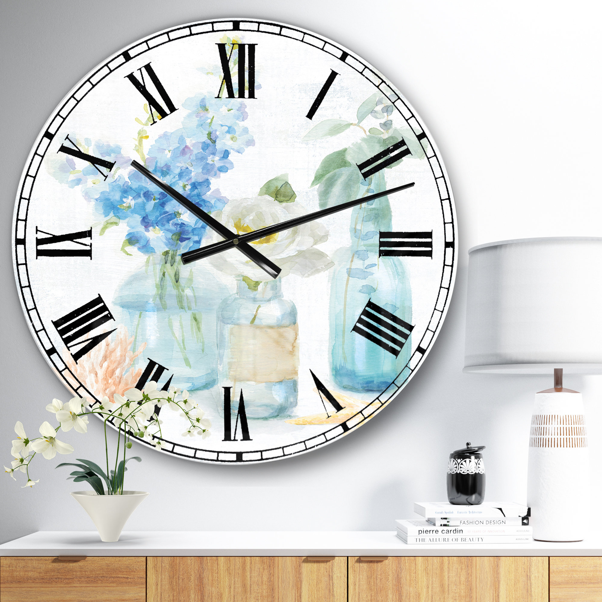 The Twillery Co. Swigart Cottage Florals II - Farmhouse wall clock ...