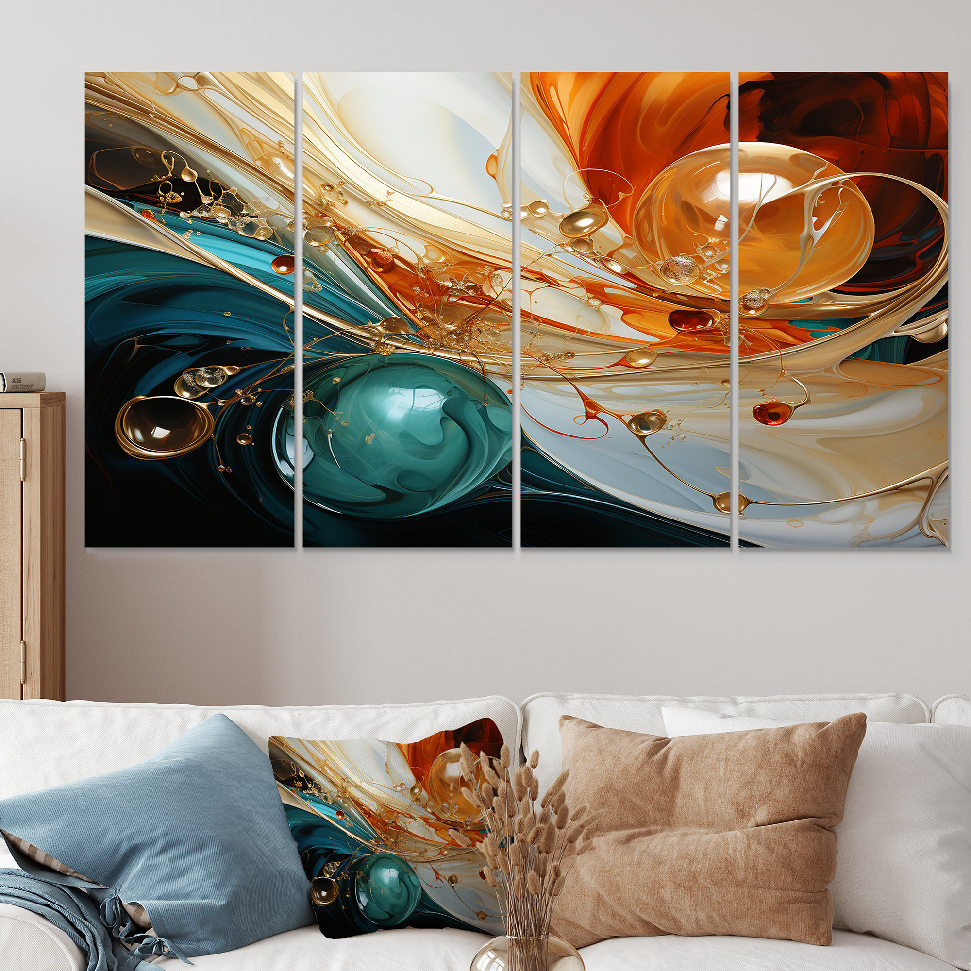 Wrought Studio™ Orange And Emerald Marble Lava II - Abstract Painting 4 ...