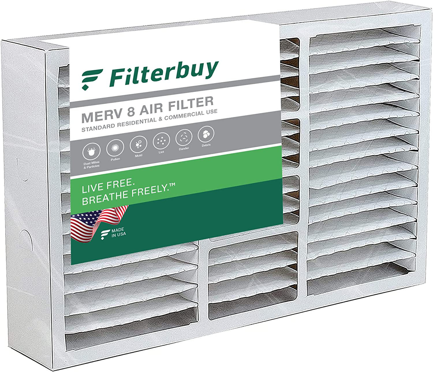 Filterbuy 14.5x27x5 Air Filter MERV 8, Pleated HVAC AC Furnace Filters ...