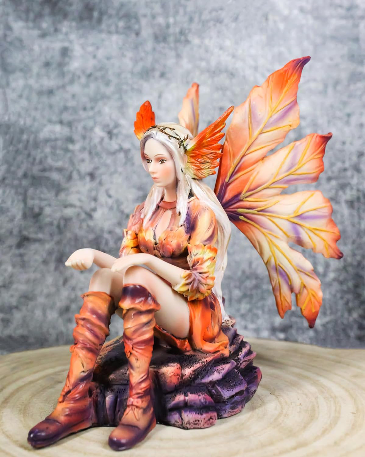 Dakota Fields Goddess Of Fire Elemental Pixie Fairy In Ember Pyre Dress Sitting Figurine | Wayfair