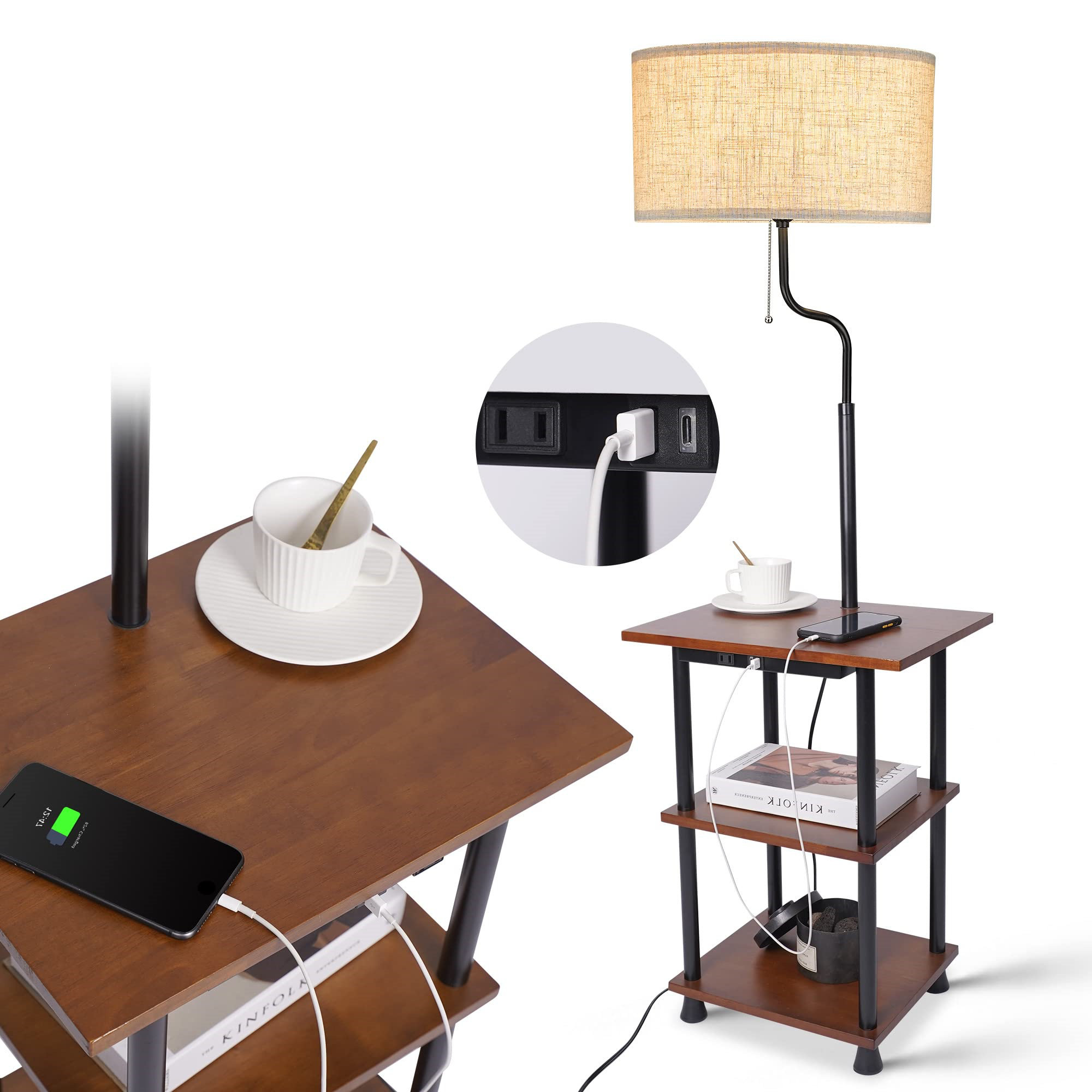 17 Stories Solid Wood End Table Floor Lamp | Wayfair