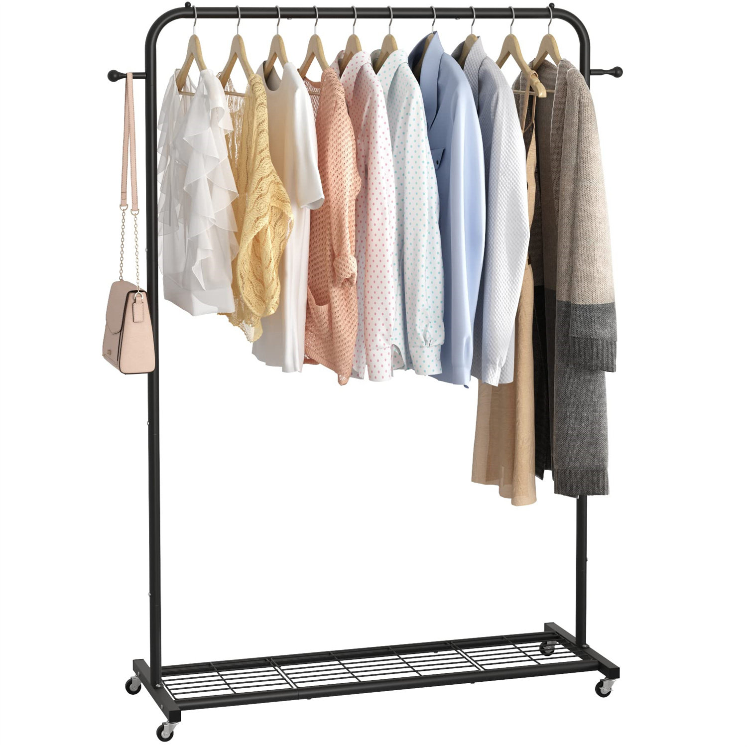 Rebrilliant Sturdy White Metal Garment Rack - Modern Design With Anti ...