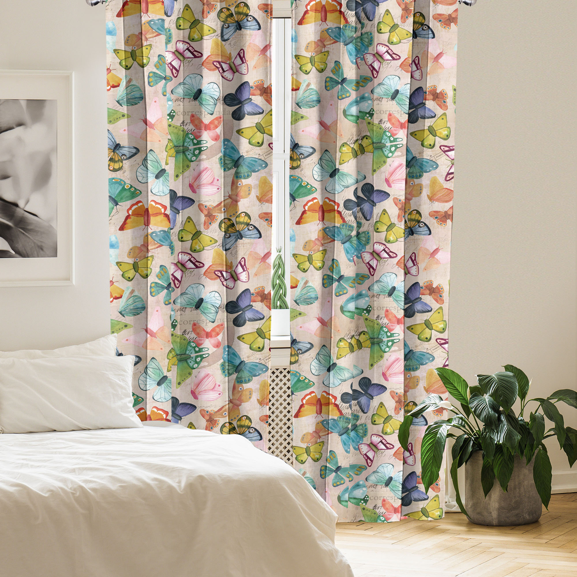 Ambesonne Vintage Butterfly Curtains Scripts and Wings Pair 427603 ...