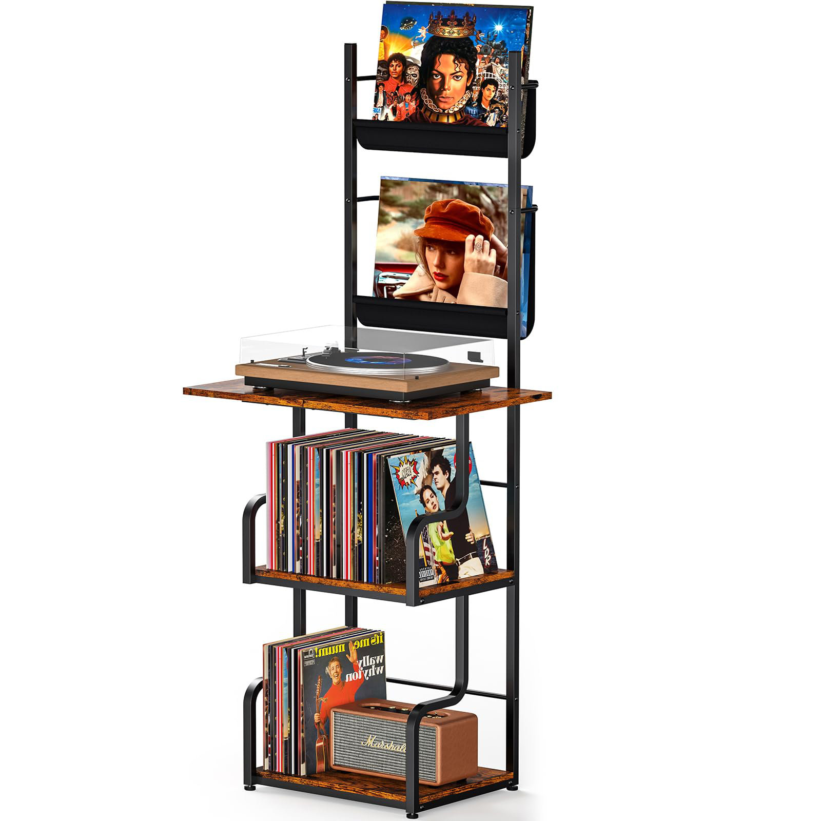17 Stories Record Player Stand With Vinyl Record Storage, Vinyl Record ...