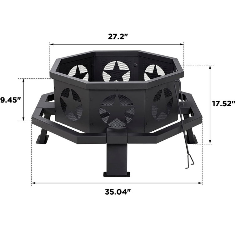 Red Barrel Studio® 35 inch Fire Pit, Outdoor Wood Burning Fire Pit ...