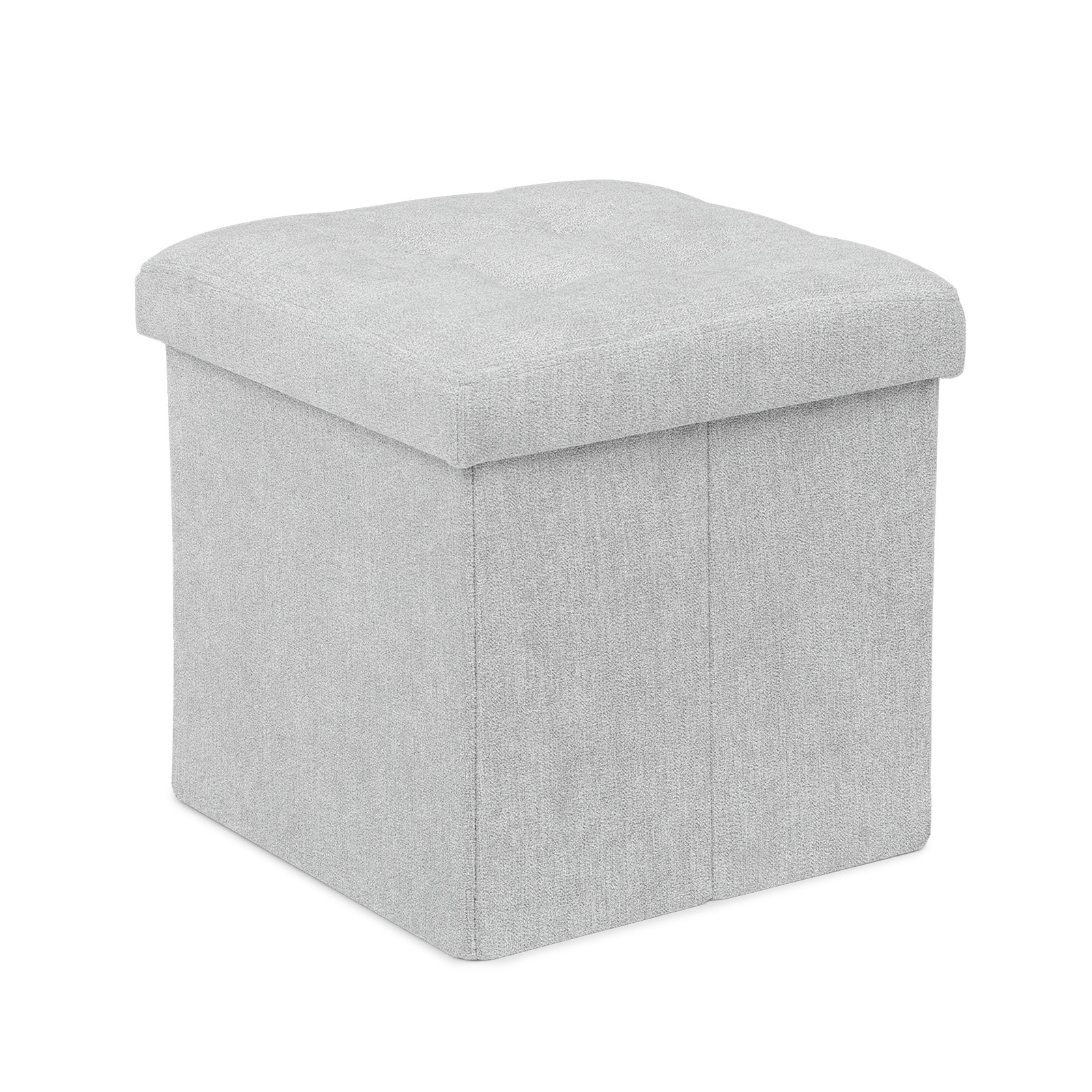 Winston Porter 15" Cube Folding Ottoman With Storage, Cotton-Linen ...