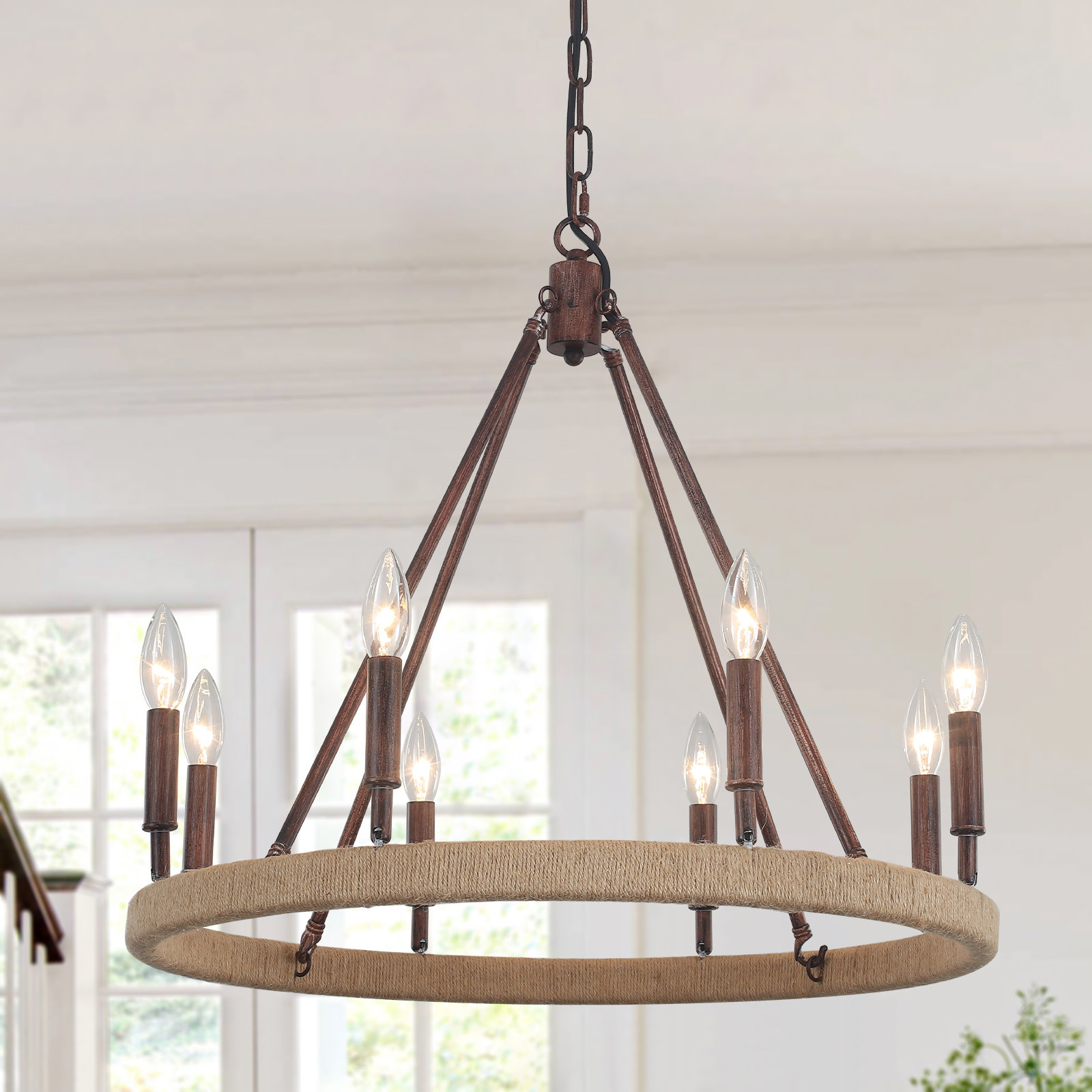 Sand & Stable™ Hendon Kitchen Island Wagon Wheel Chandelier Farmhouse ...