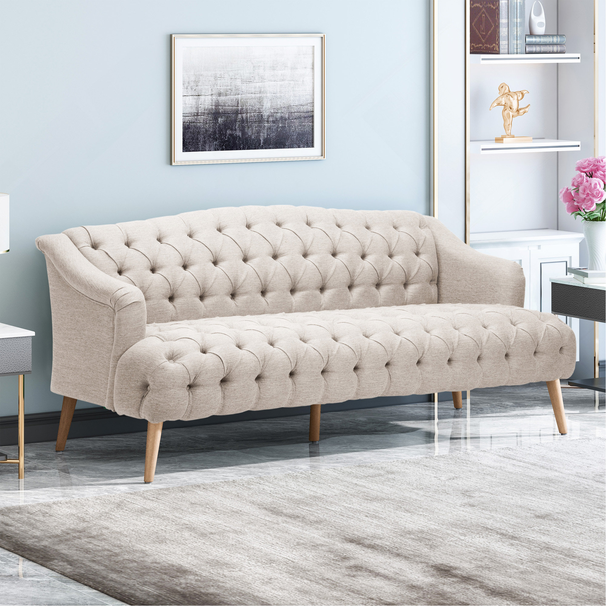 George Oliver Comfy 3-Seat Sofa With Wooden Legs - Wayfair Canada