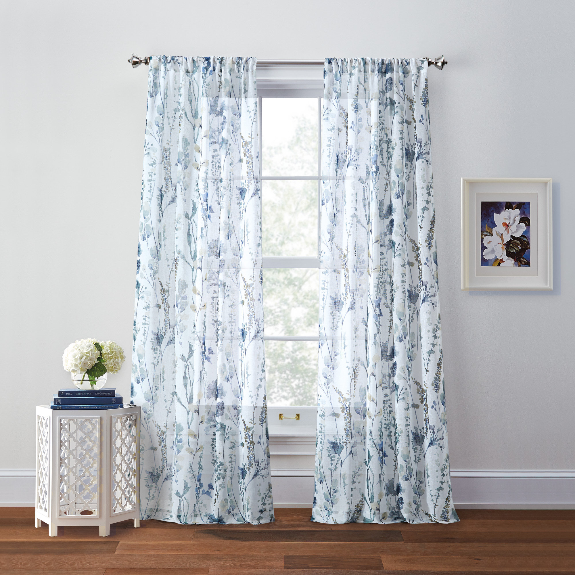 Peri Home Peri Home Aphrodite Floral Sheer Curtain Panel Pair | Wayfair