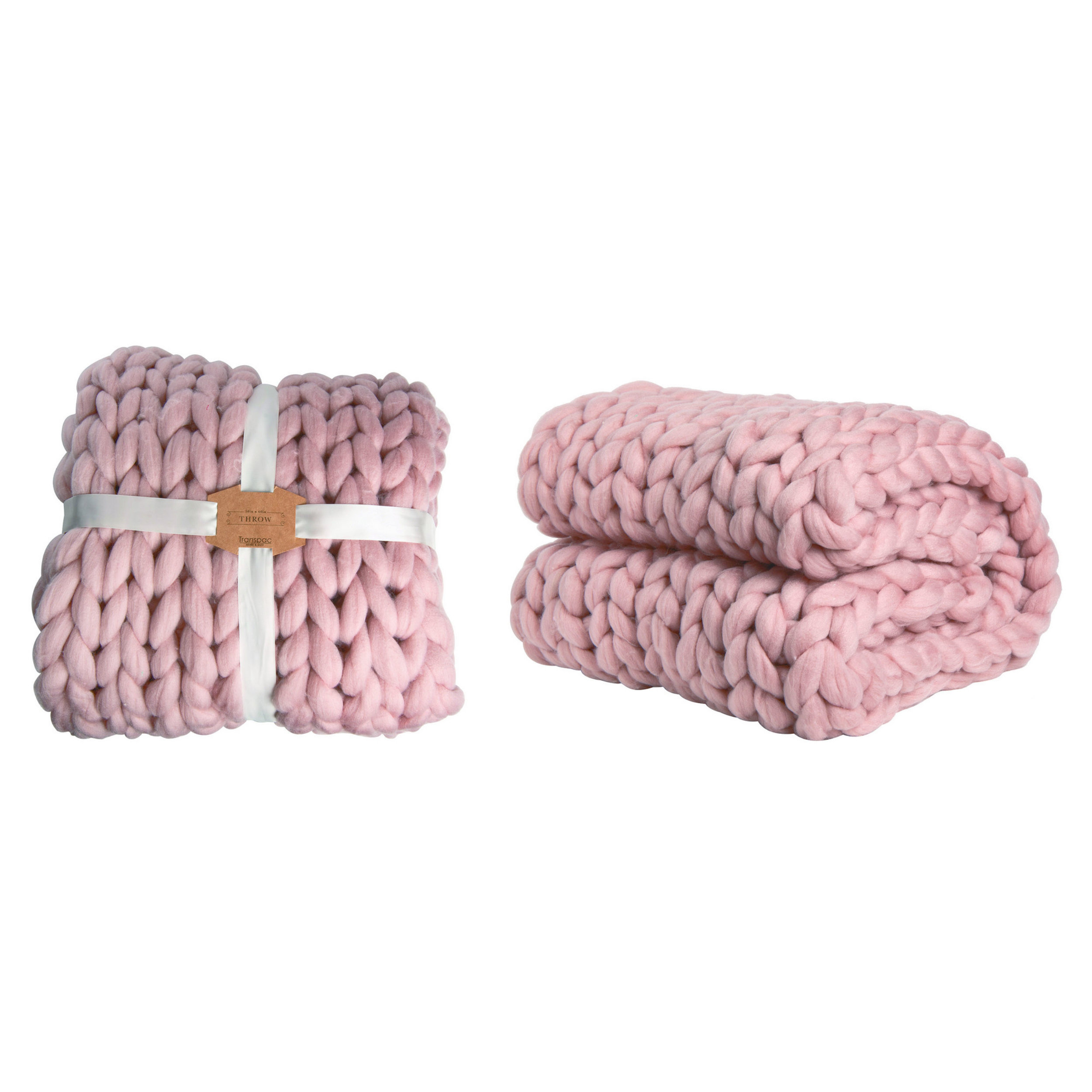 VIP INTERNATIONAL VIP Acrylic 60 in. Pink Chunky Knitted Throw ...