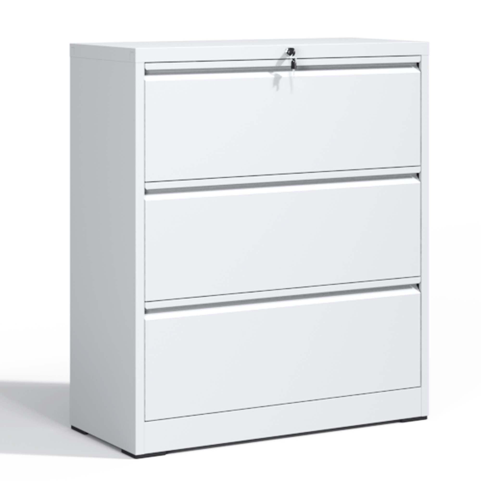 Inbox Zero 3 Drawer Metal Lateral Filing Cabinet with Lock for Home ...