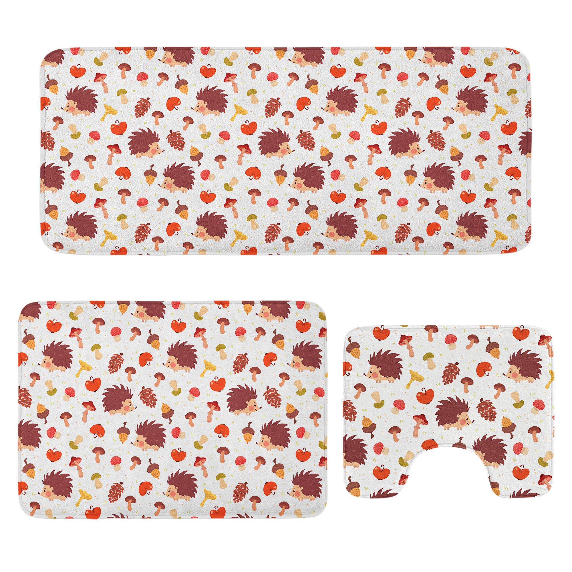 East Urban Home Mushroom Bathroom Rug Set 3 Pieces U-Shape & Rectangle ...