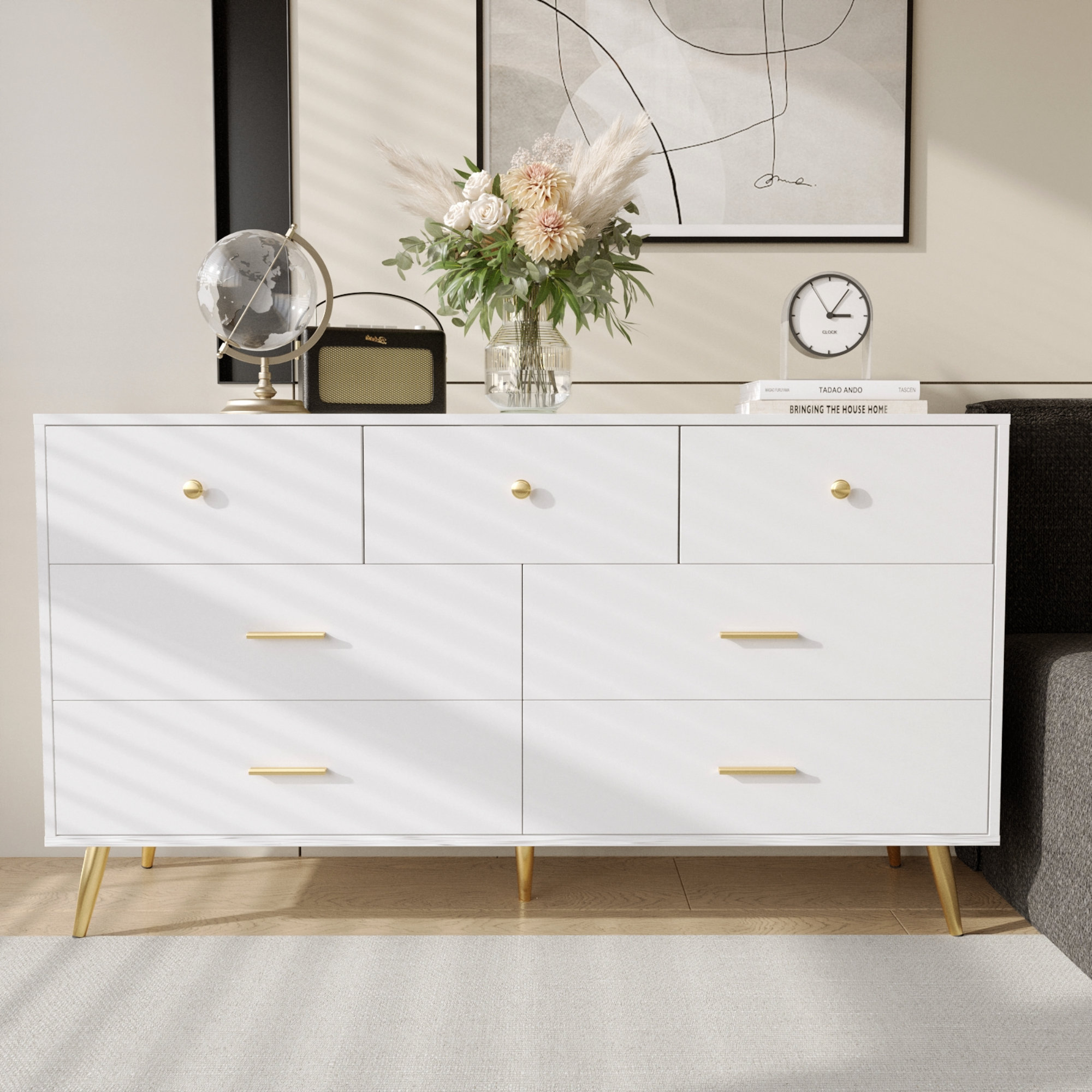 Mercer41 Israil 7 Drawer 55.12" W Dresser & Reviews | Wayfair