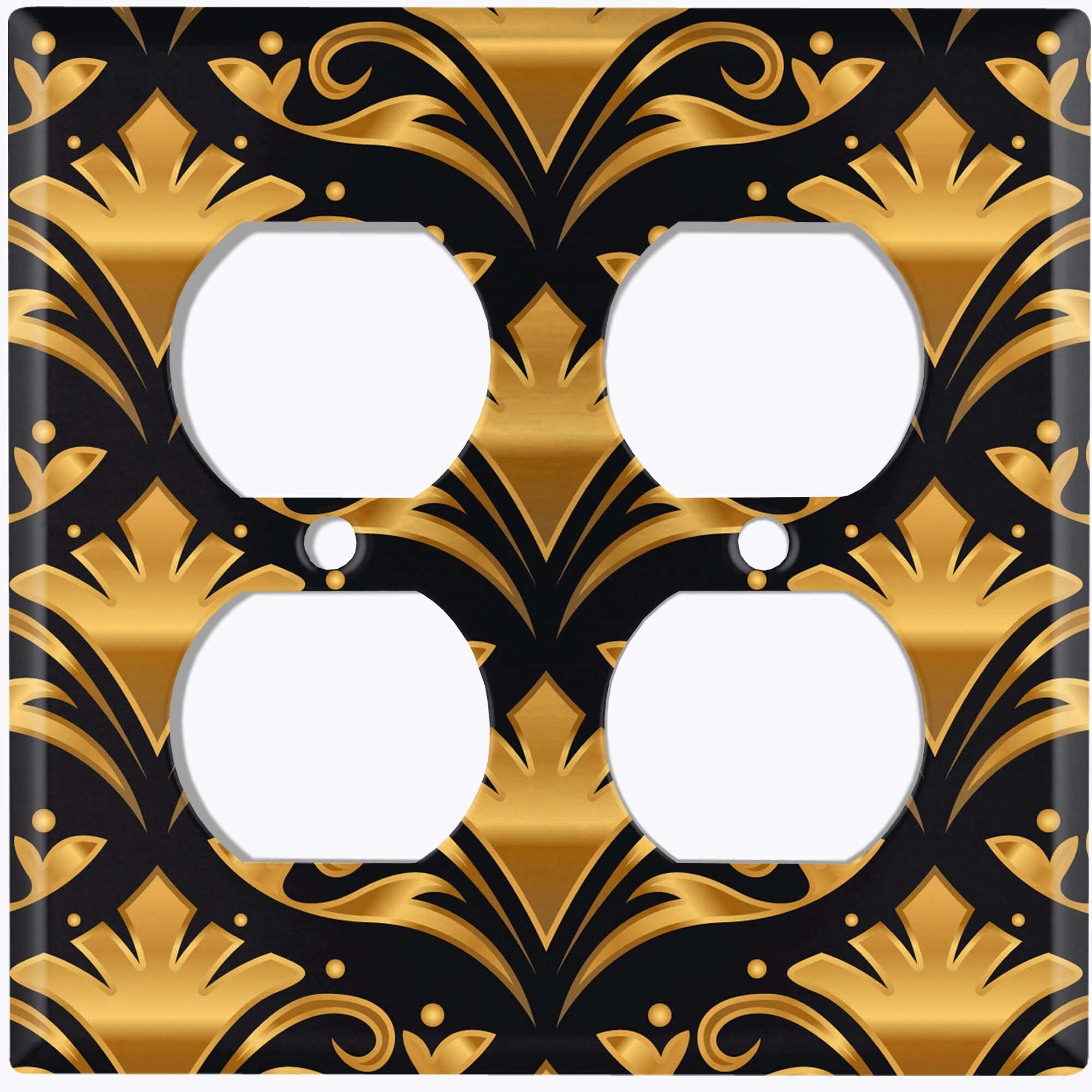 WorldAcc Patterned 4 - Gang Duplex Outlet Standard Wall Plate | Wayfair