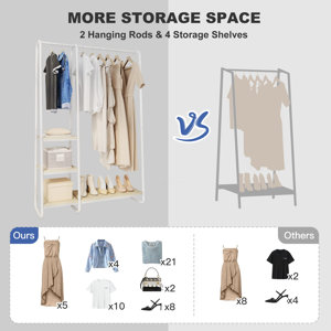 Rebrilliant Mahsiah Portable Clothes Hanging Rack,Closet Racks with ...